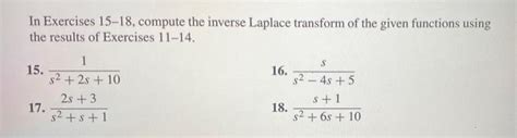 Solved S In Exercises 1518 Compute The Inverse Laplace