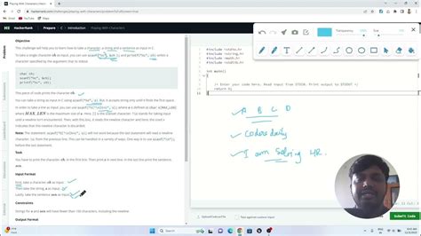 Playing With Characters C Programming Hacker Rank Solution Youtube