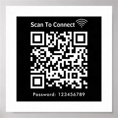 Wifi Scan To Connect Password Qr Code Black Poster Zazzle