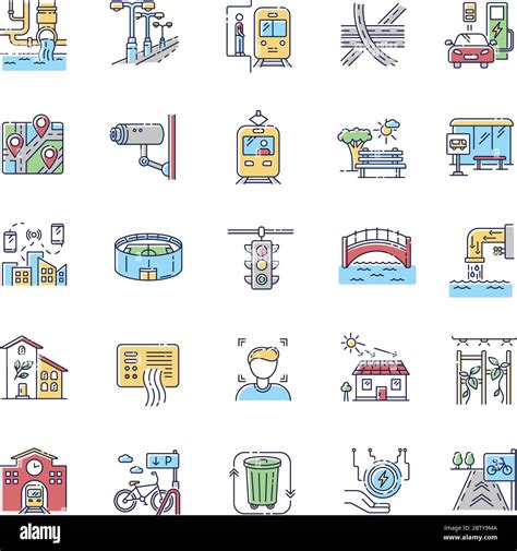 Urban Infrastructure Rgb Color Icons Set Stock Vector Image And Art Alamy