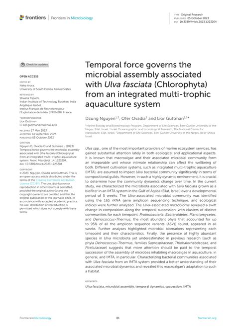 Pdf Temporal Force Governs The Microbial Assembly Associated With Ulva Fasciata Chlorophyta