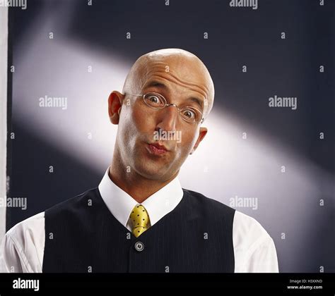Man Glasses Shirt Waistcoat Tie Bald Head Facial Play Portrait Men Head Bald Forehead