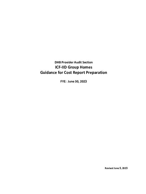 Fillable Online Icf Iid Group Homes Guidance For Cost Report Preparation Nc Fax Email Print