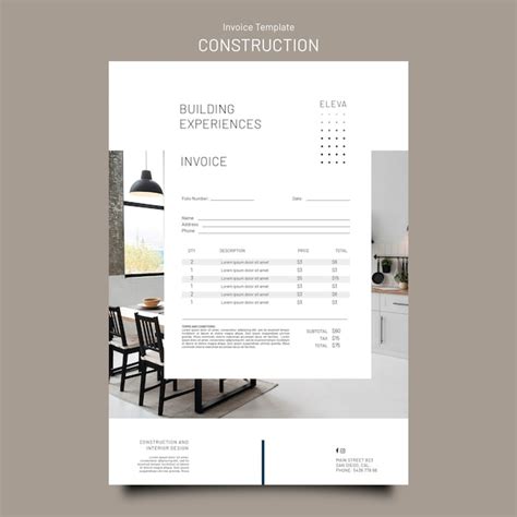 Premium Psd Construction Project Invoice Template