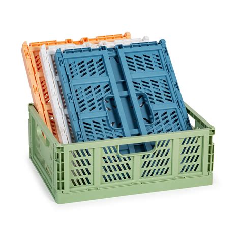 Plastic Crates For Storage Stackable Set Of 4 Collapsible Crates For Groceries