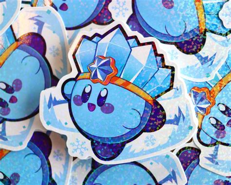 Ice Kirb Glitter Sticker Etsy