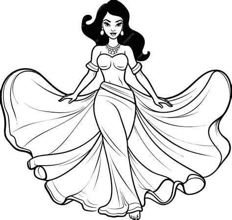 Premium Vector Dancing Girl Vector Coloring Page