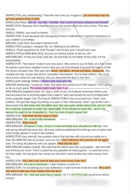 An Inspector Calls Act 2 Full Analysis Etsy