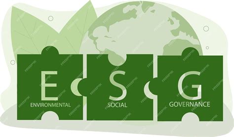 지속 가능하고 윤리적 인 비즈니스에서 환경 사회 및 거버넌스의 Esg 아이콘 개념 프리미엄 벡터