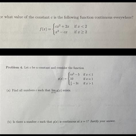 Solved Or What Value Of The Constant C Is The Following Chegg