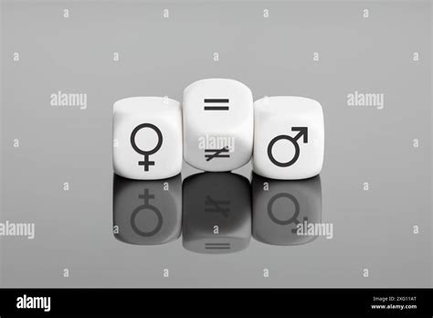 Gender Equality Concept White Block Flipping A Unequal Sign To A Equal Sign Between Symbols Of