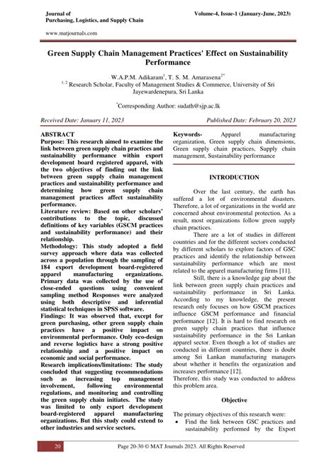 Pdf Green Supply Chain Management Practices Effect On Sustainability Performance