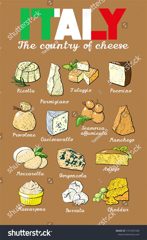 Vector Illustration Cheese Origin Map Italy Stock Vector Royalty Free