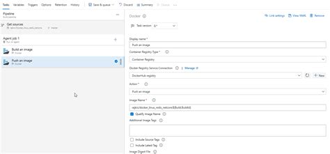 create azure ci build pipeline to create container and push image in