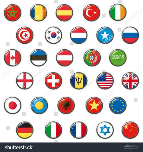 Set World Flags Vector Button Stock Vector Royalty Free 69739342