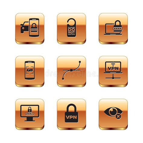 Set Smart Car Security System Monitor With Password Lock Vpn Bezier Curve Mobile And Eye