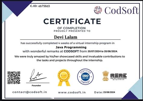Devi Lalam On Linkedin Javaprogramming Internship Codsoft