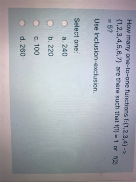 solved how many one to one functions f {1 2 3 4}
