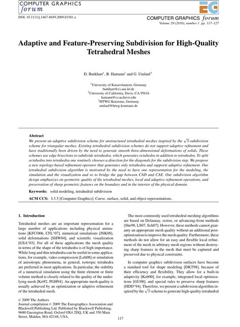 Pdf Adaptive And Feature‐preserving Subdivision For High‐quality