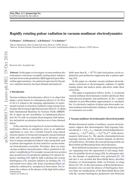 Pdf Rapidly Rotating Pulsar Radiation In Vacuum Nonlinear Electrodynamics
