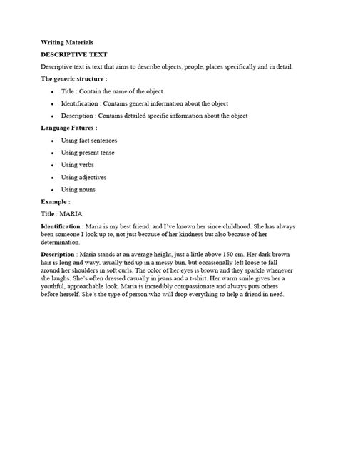 Writing Materials Descriptive Text Pdf