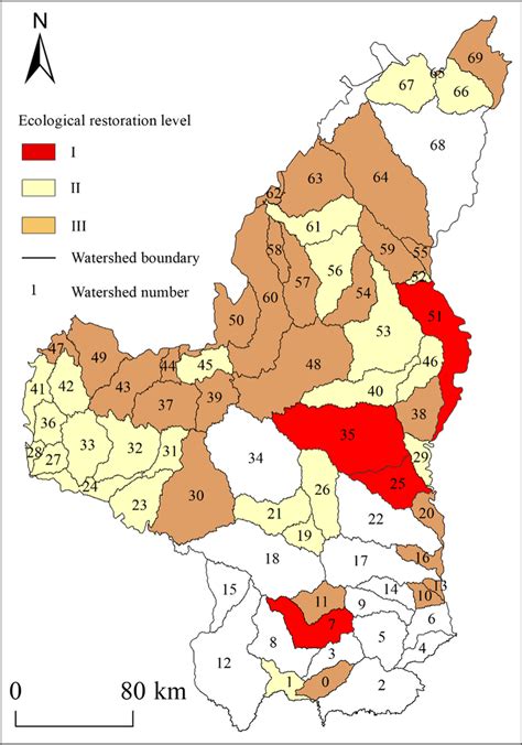 Spatial Distribution Of Ecological Restoration Priority Areas In