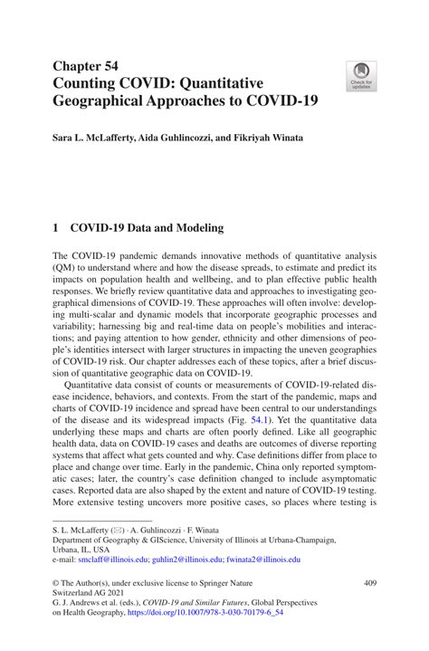 Pdf Counting Covid Quantitative Geographical Approaches To Covid 19