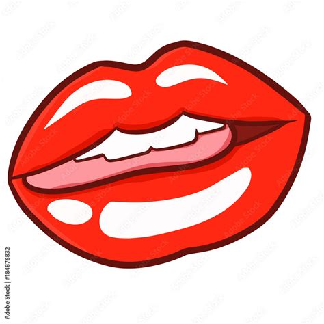 Cute And Funny Sexy Red Woman Lip Biting The Tongue Vector Stock