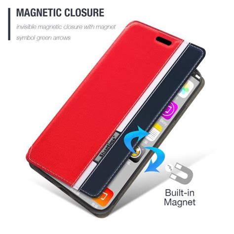 Rouge Pour 8849 Réservoir 2 Étui à Rabat En Cuir Multicolore Avec Fermeture Magnétique Housse