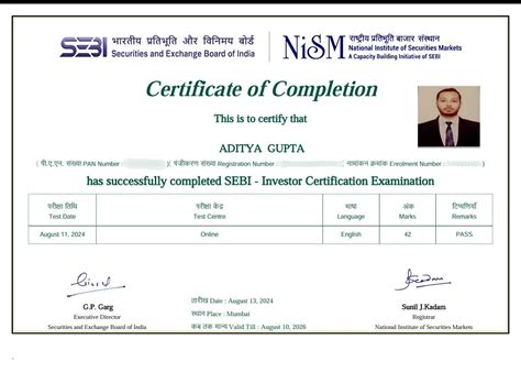 Hello Connections I Am Excited To Share That I Have Successfully Completed The Sebi Investment