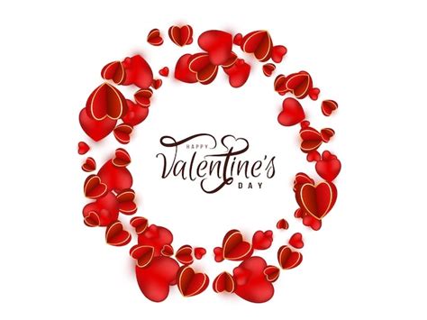 레드 하트 해피 발렌타인 데이 배경 무료 벡터