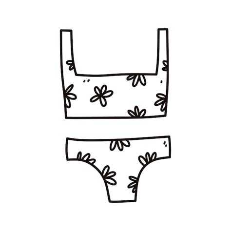 Premium Vector Female Bikini Swimsuit With Floral Pattern Hand Drawn