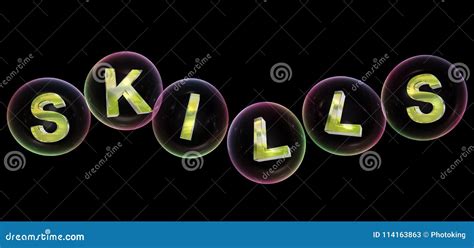 The Skills Word In Bubble Stock Illustration Illustration Of School