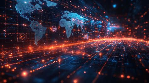 Abstract Digital World Map With Glowing Data Streams And Connections Premium Ai Generated Image