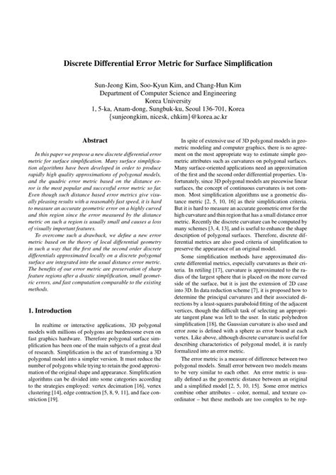 Pdf Discrete Differential Error Metric For Surface Simplification