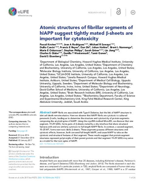 Pdf Atomic Structures Of Fibrillar Segments Of Hiapp Suggest Tightly