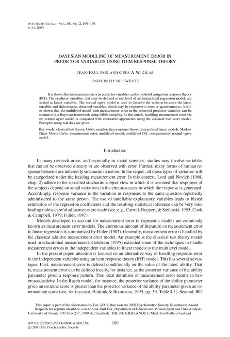 pdf bayesian modeling of measurement error in predictor variables