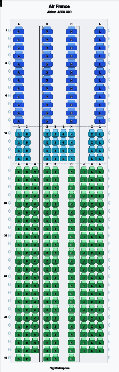 Air France Airbus A350 900 3 Classes Plan De Sièges Flight Seatmap