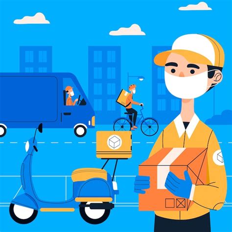 마스크 디자인의 배달 서비스 무료 벡터