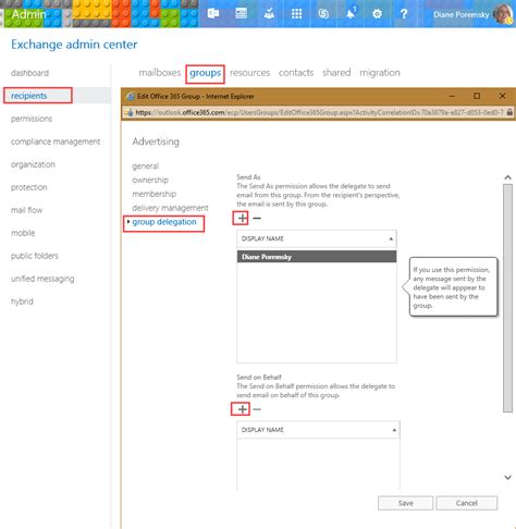 send as or send on behalf in office groups slipstick systems
