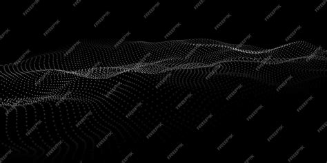 Premium Vector Wave 3d Abstract Wave Dots In Dark Background Big Data Technology Vector Background