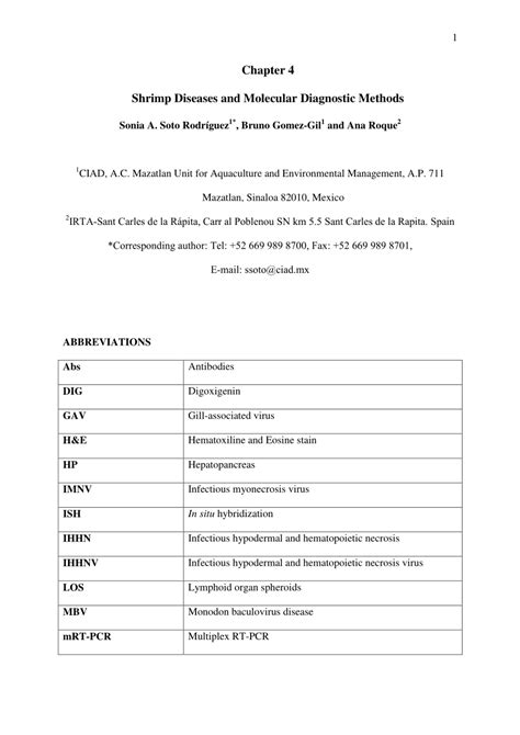 Pdf Shrimp Diseases And Molecular Diagnostic Methods