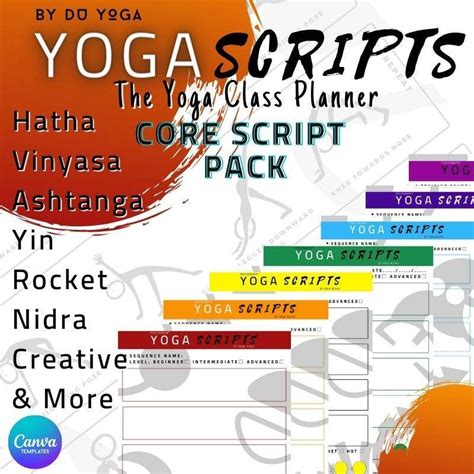 Yoga Scripts Core Script Template Pack The Yoga Sequence Class Planner Etsy