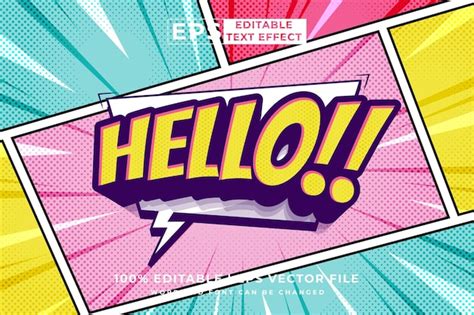 Premium Vector Editable Text Effect Hello 3d Cartoon Comic Style