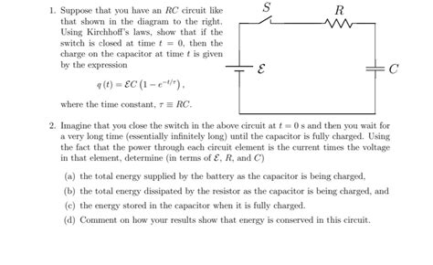 Solved R Suppose That You Have An RC Circuit Like That Chegg Com