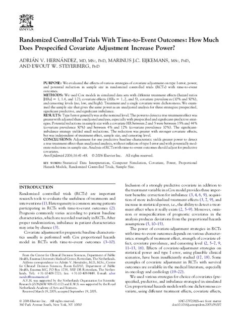 Pdf Randomized Controlled Trials With Time To Event Outcomes How