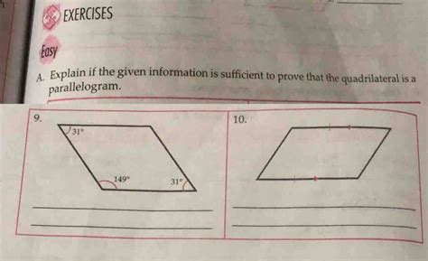 Solved Exercises Easy A Explain If The Given Information Is Sufficient To Prove That The