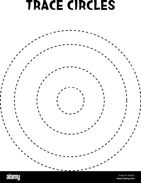 Tracing Circle Shapes Worksheet For Kindergarten Hi Res Stock