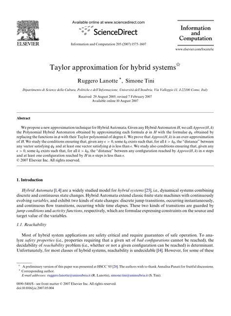 Pdf Taylor Approximation For Hybrid Systems