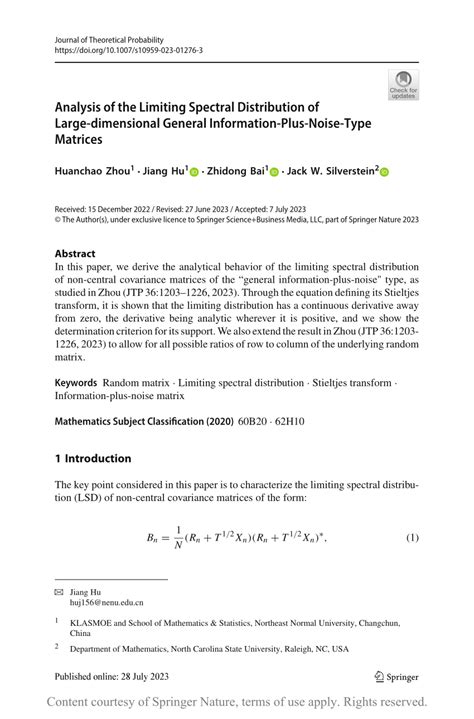 Analysis Of The Limiting Spectral Distribution Of Large Dimensional General Information Plus